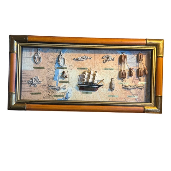 Wall Decor | Vintage Nautical Shadow Box Sailing Ship With Maritime ...